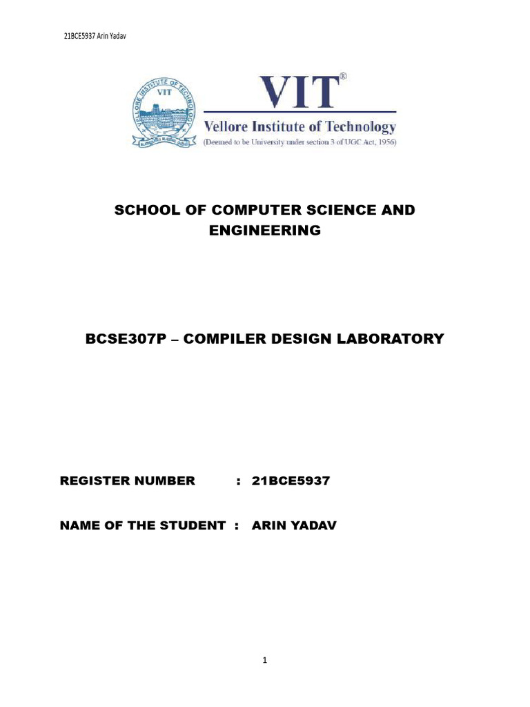 Compiler Design Laboratory Experiments | PDF