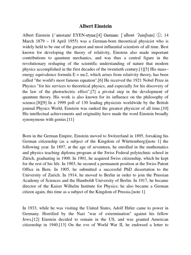 Albert Einstein | Download Free PDF | Albert Einstein | Physics