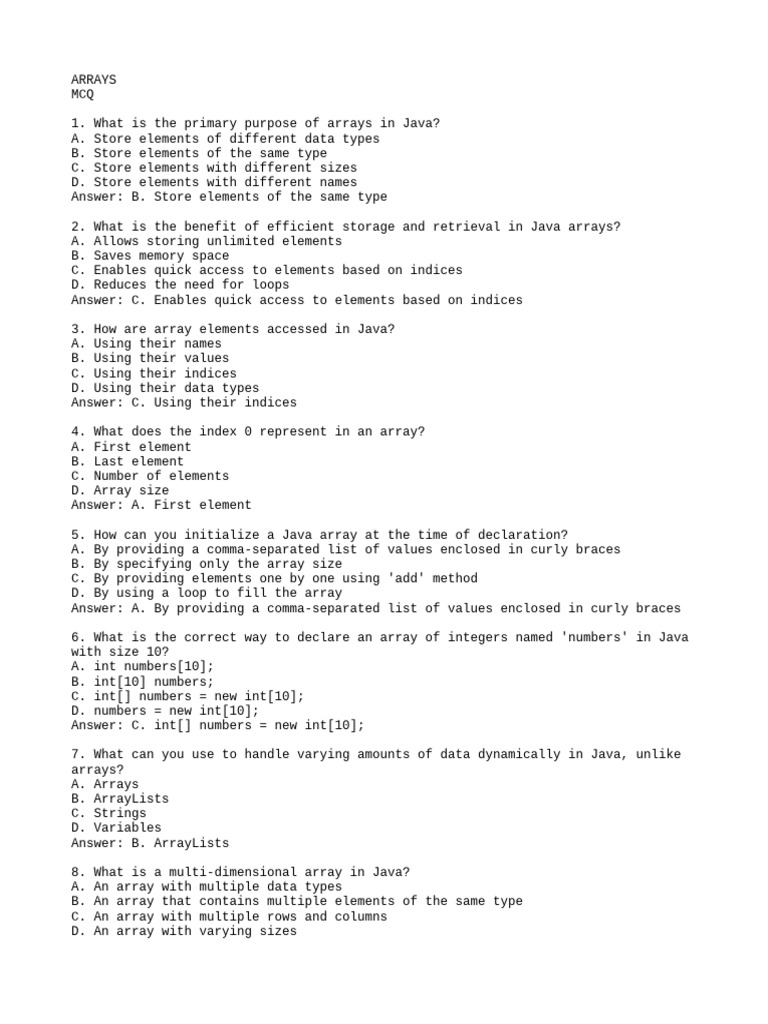 ARRAYS | PDF | Integer (Computer Science) | Algorithms And Data Structures