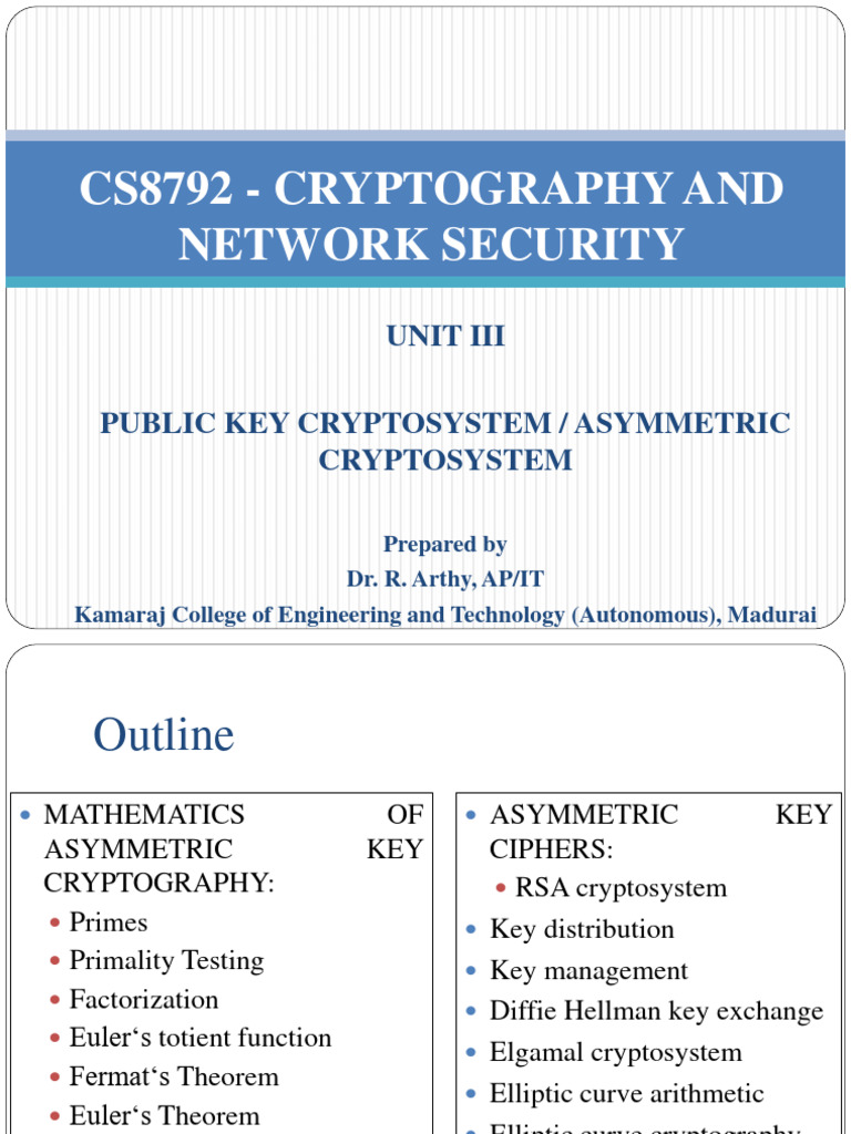 cs8792-cns-unitiii-210730185219 | PDF | Public Key Cryptography | Cryptography