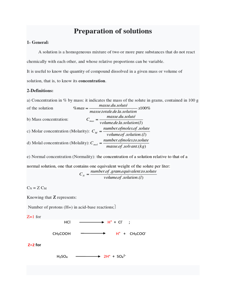 Preparation of Solutions | PDF | Concentration | Sodium Hydroxide