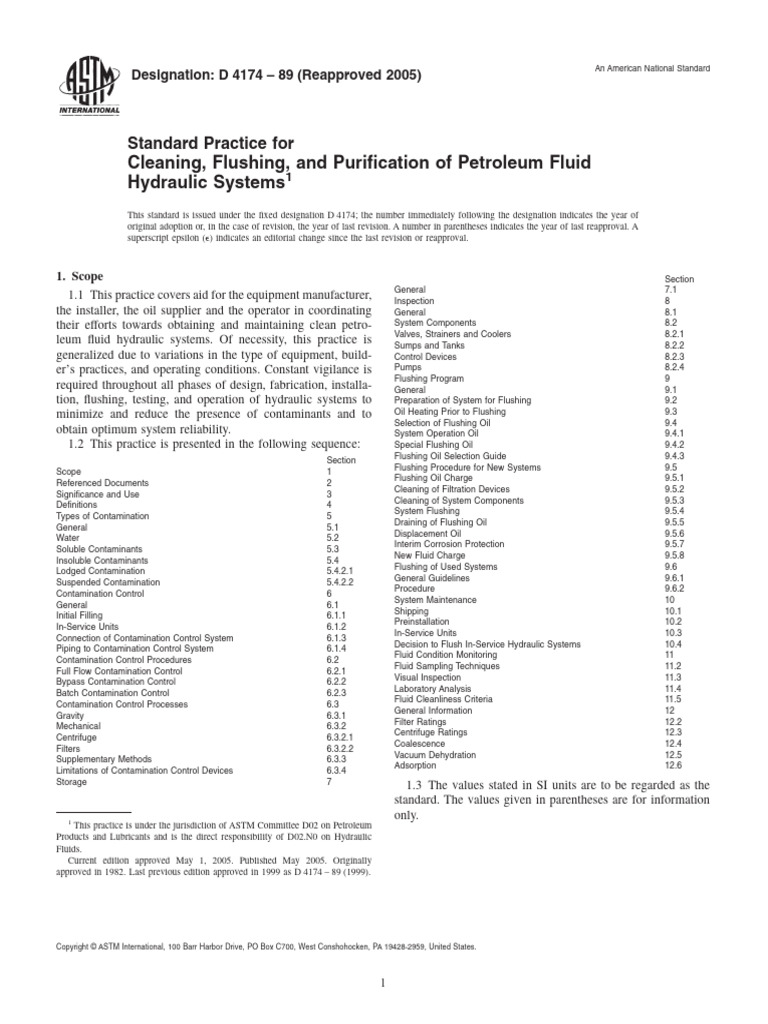D 4174 - 89 Standard Practice For. Cleaning, Flushing, and Purification ...