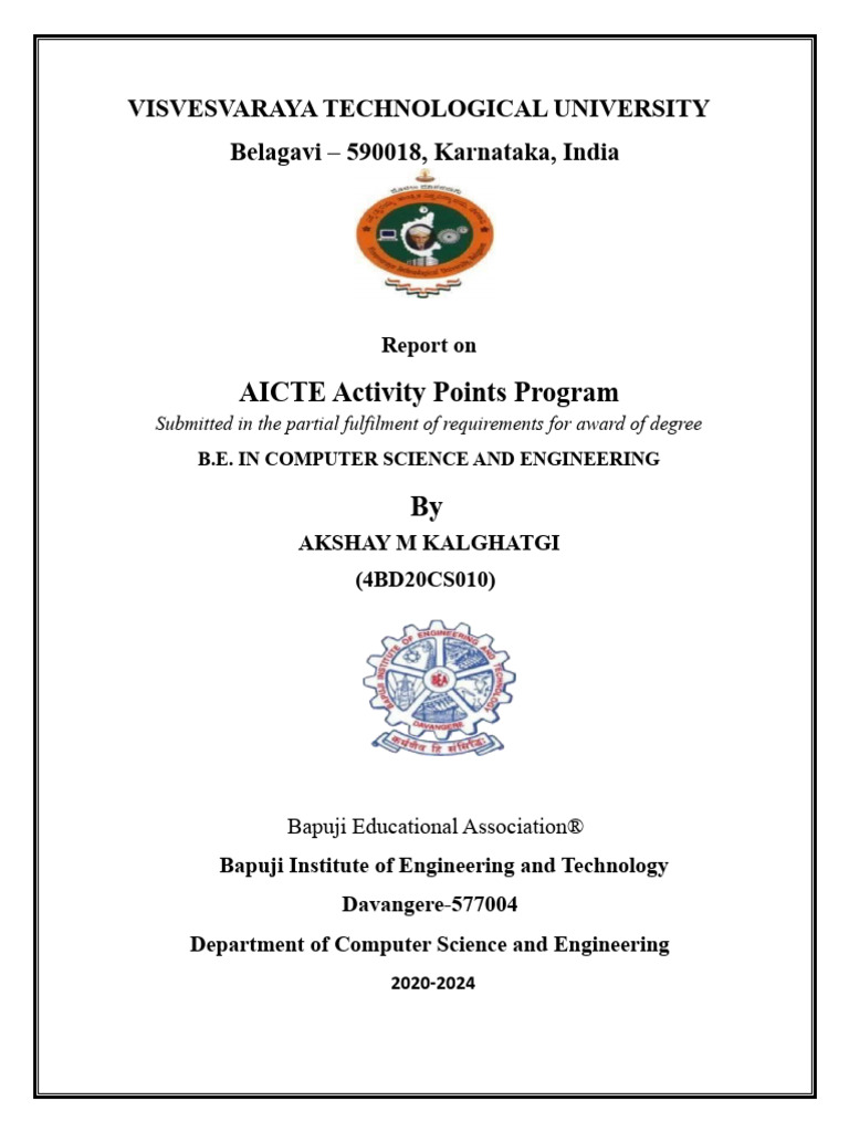 Aicte Front Page | PDF