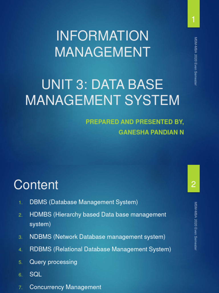 UNIT 3 INFORMATION MANAGEMENT | PDF