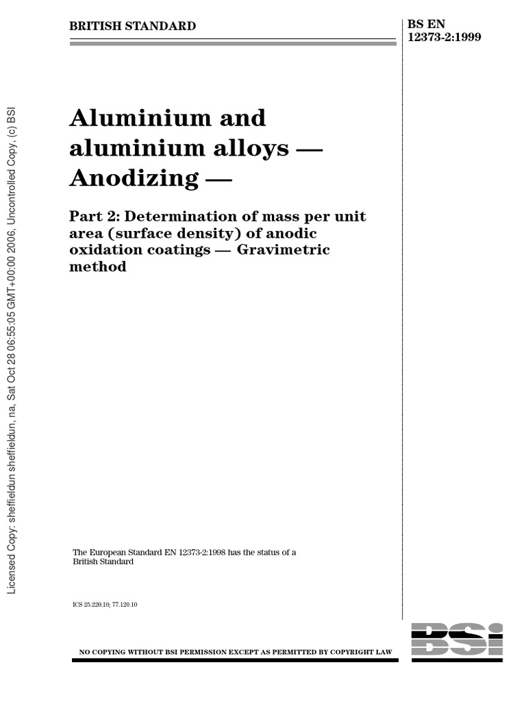 BS en 12373-2-1999 | PDF | Physical Chemistry | Materials