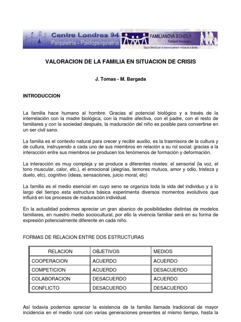 Curso Valoracion de La Familia en Situacion de Crisis | PDF | Familia | Conflicto (proceso)