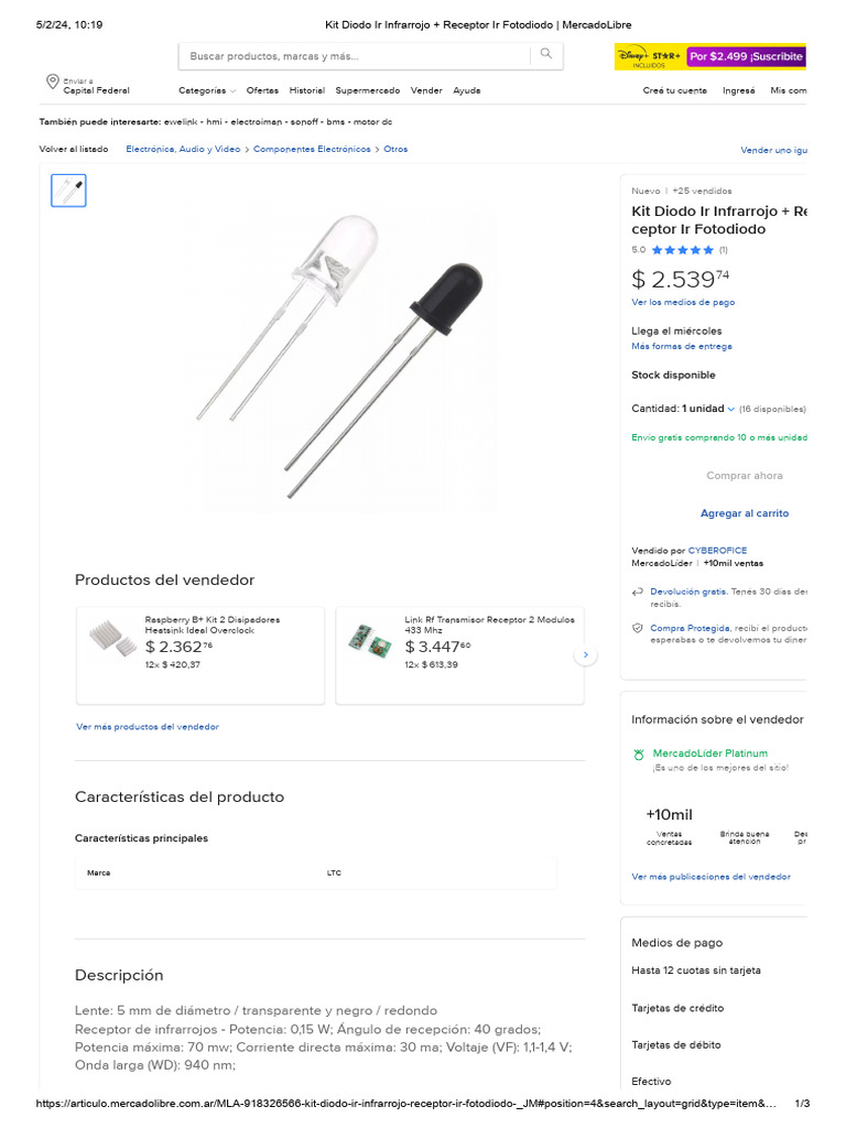 Kit Diodo Ir Infrarrojo + Receptor Ir Fotodiodo | Descargar gratis PDF ...