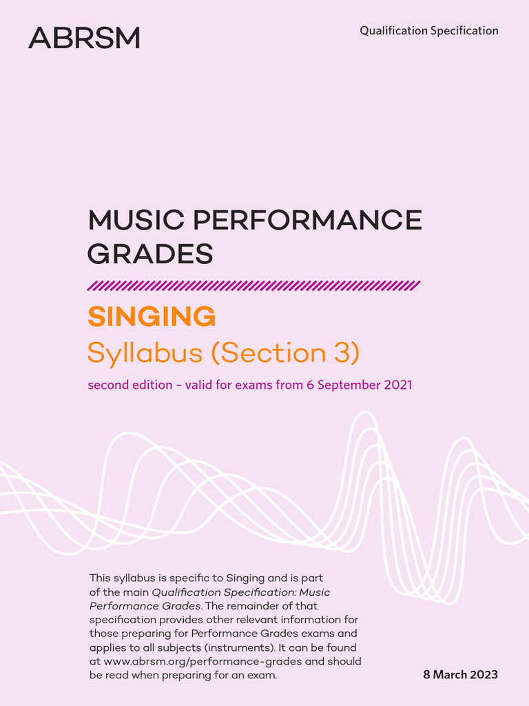 Singing Performance Grades Syllabus - 0 | PDF | Songs | Musical ...