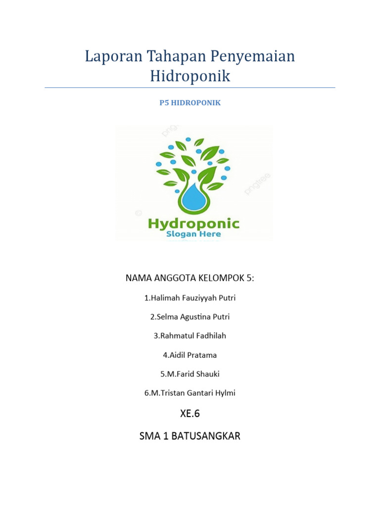 Laporan Tahapan Penyemaian Hidroponik | PDF | Griya & Taman | Sains ...