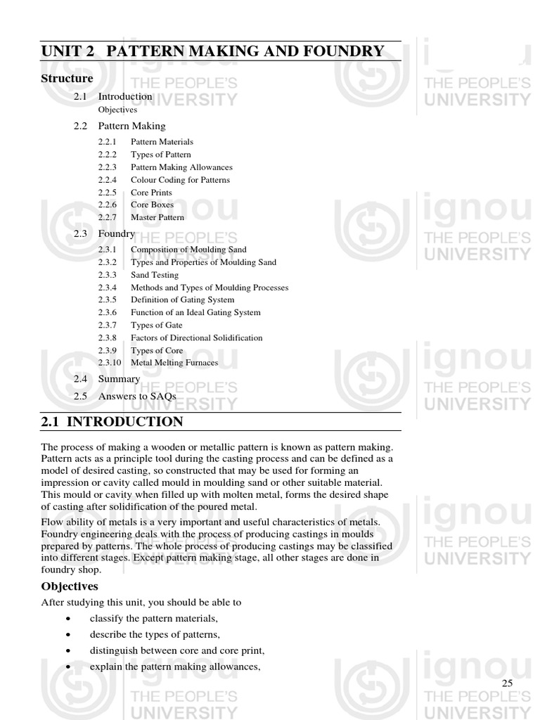 Unit 2 | PDF | Foundry | Casting