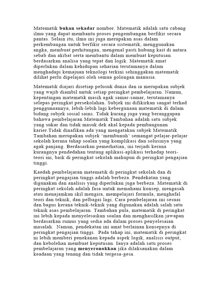 Matematik Bukan Sekadar Nombor | PDF