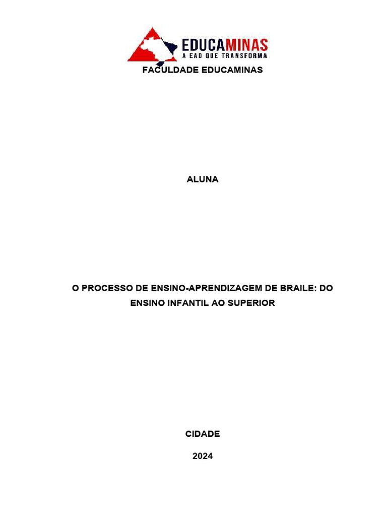 TCC O Processo de Ensino de Braille Educaminas | PDF