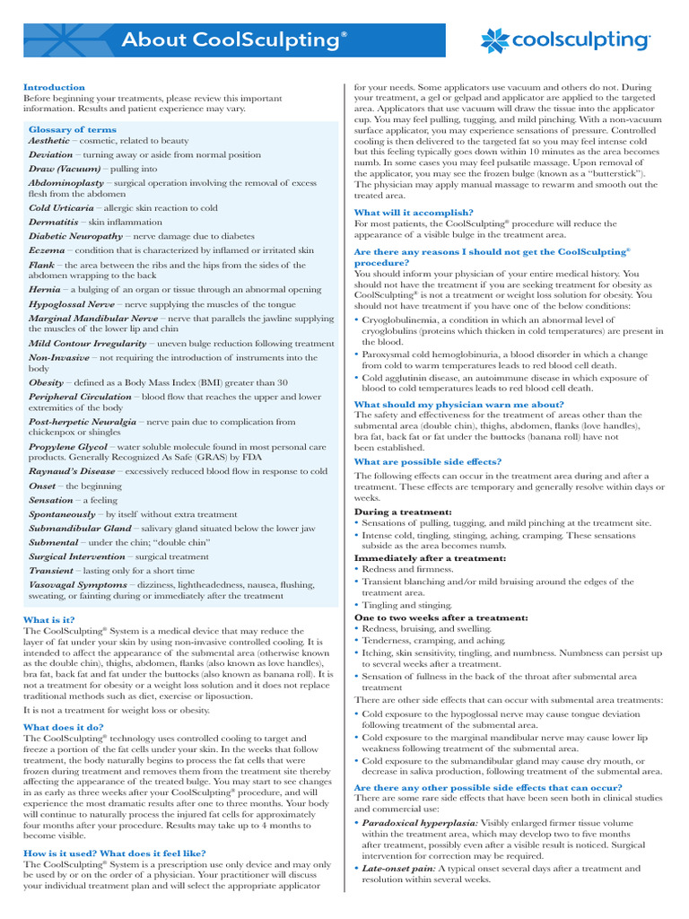CoolSculpting Important Safety Information IC02192-A | PDF | Peripheral ...
