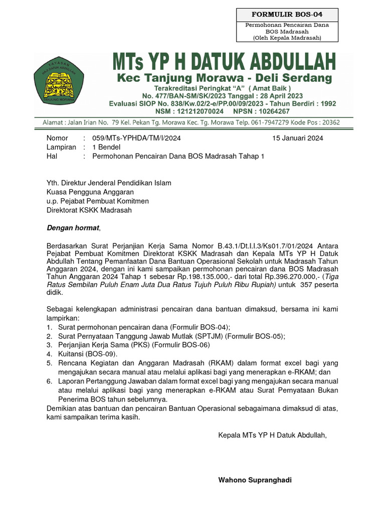 Surat - Permohonan Mts | PDF