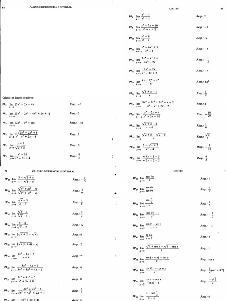 Lista 5 - Limites | PDF