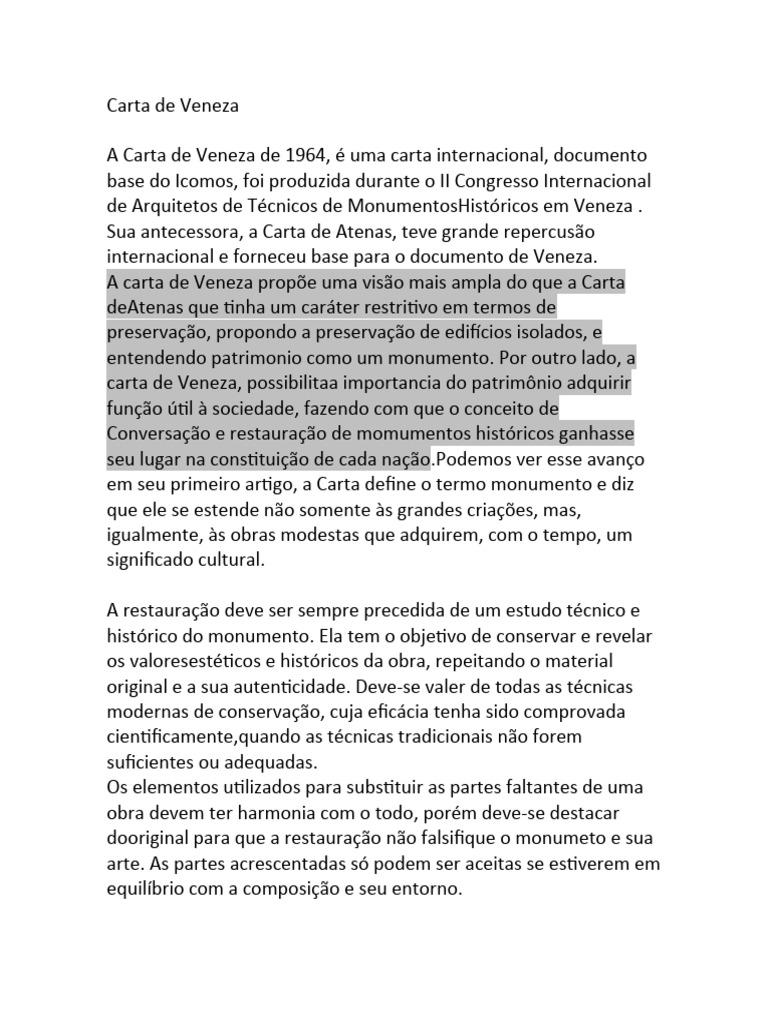 Carta de Veneza | PDF