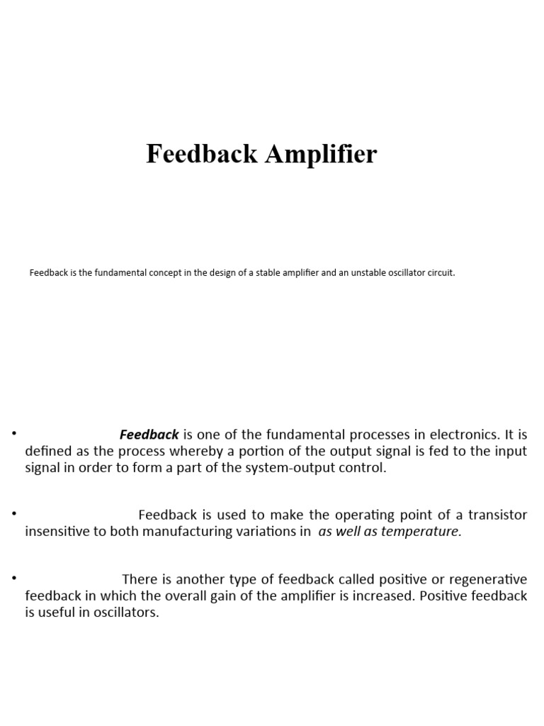 Feedback Amplifiers | PDF | Amplifier | Feedback