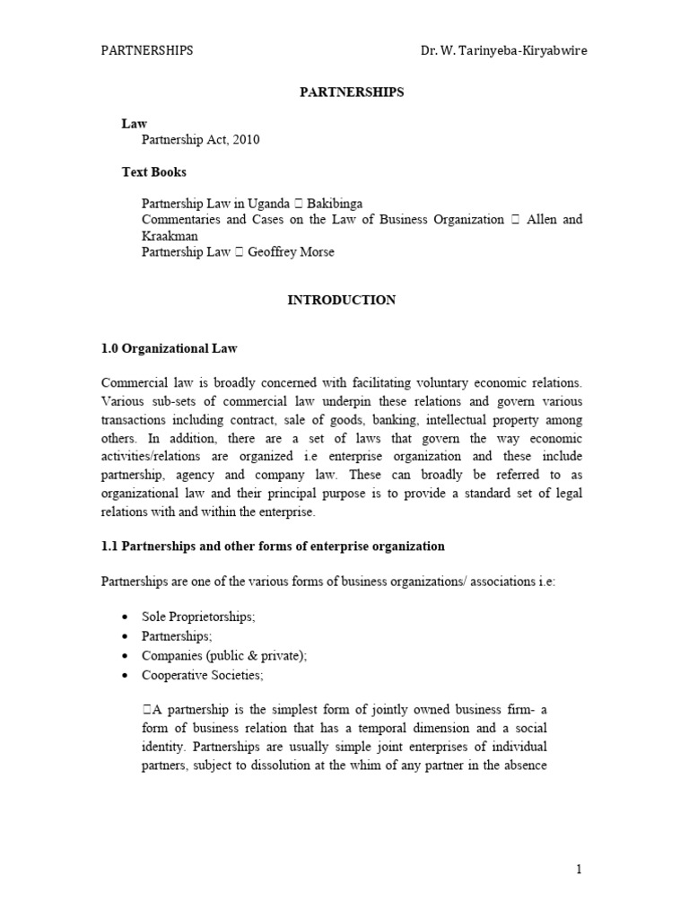 Notes - Partnership | PDF | Partnership | Concurrent Estate