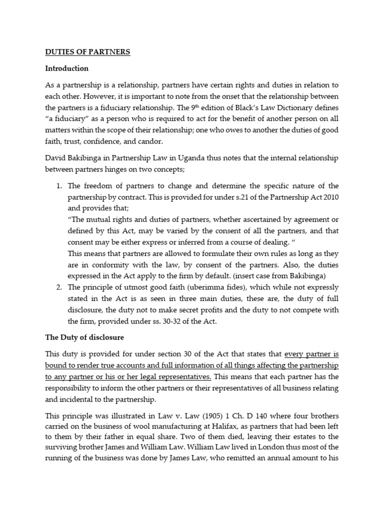 Duties of Partners Presentation | PDF