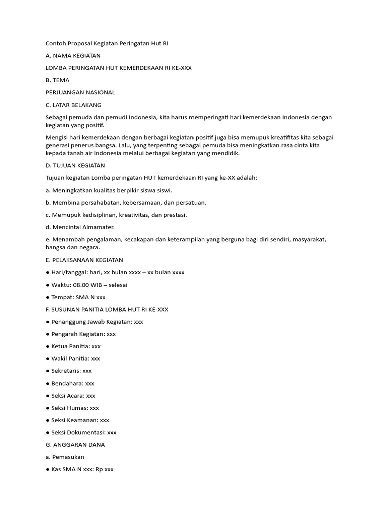 Contoh Proposal Kegiatan Peringatan Hut RI | PDF