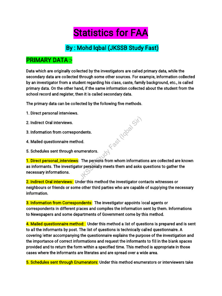 Statistics Notes JK SSB | Download Free PDF | Total Fertility Rate ...