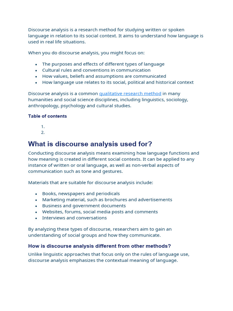 Discourse Analysis | PDF
