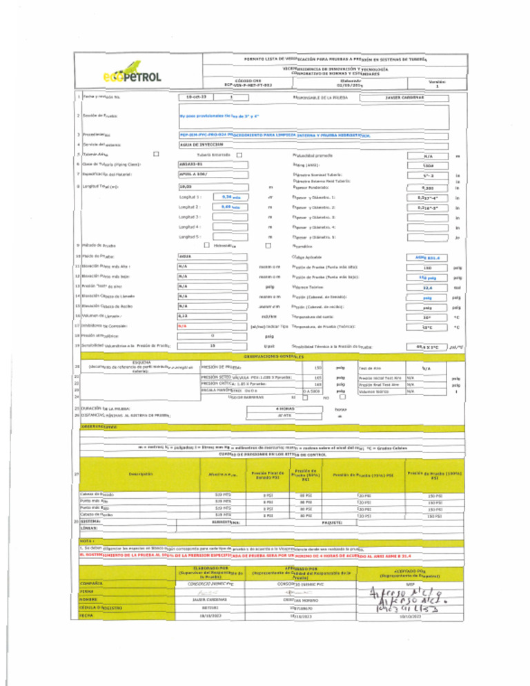 ECP-VIN-P-MET-FT-003 Verificación Pruebas A Presion en Sistemas de ...