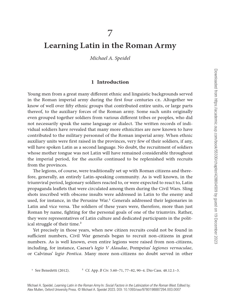 Learning Latin in The Roman Army | PDF | Roman Empire | Roman Legion