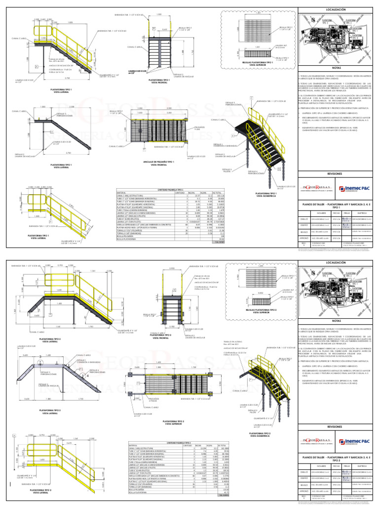 Gr-Ing-mec-pl Rev 0 (Planos de Taller - Plataforma API y Barcaza 3, 4, 5 Tipo 1,2,3,4,5,6) | PDF