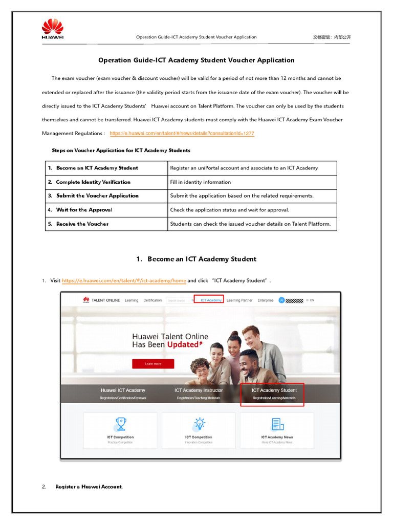 (Huawei ICT Academy) Operation Guide-ICT Academy Student Voucher ...