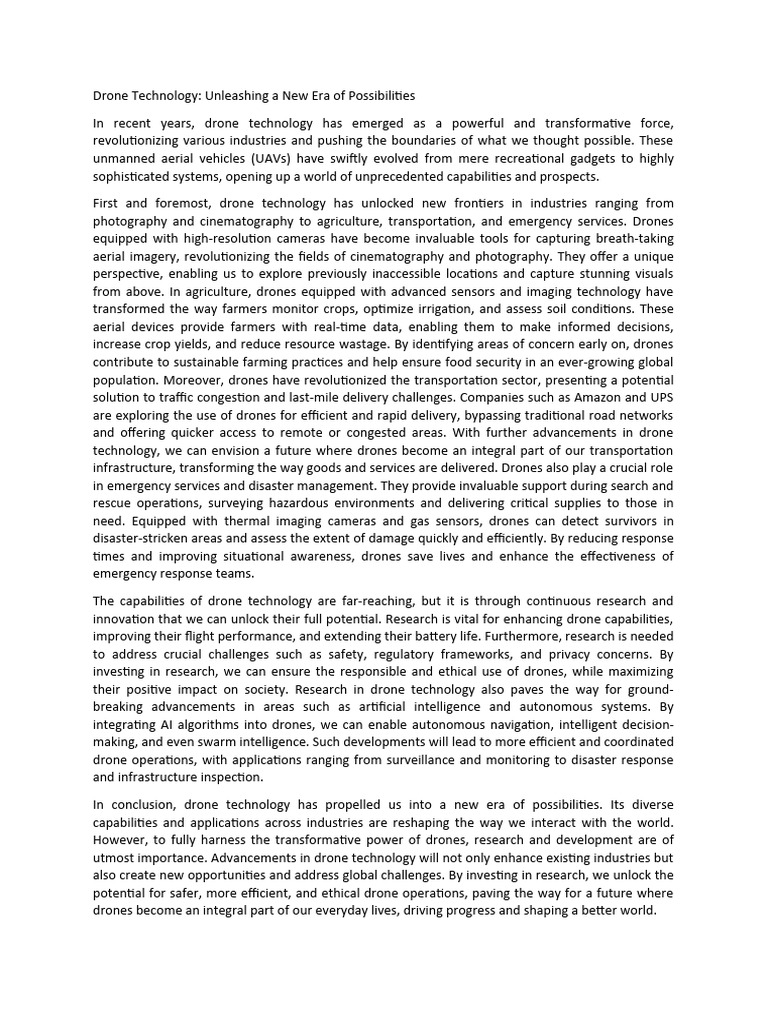 Drone Technology | PDF | Unmanned Aerial Vehicle | Agriculture