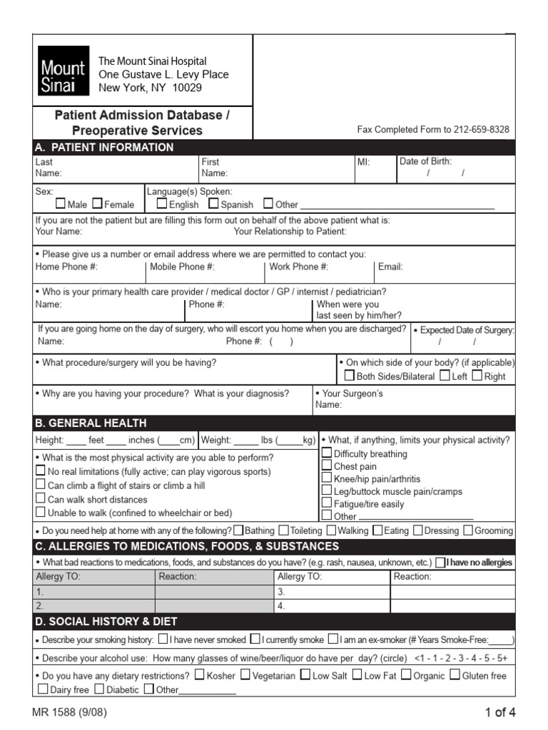 Health Questionnaire - Mount Sinai Hospital | Download Free PDF ... Health Questionnaire - Mount Sinai Hospital | Download Free PDF ...