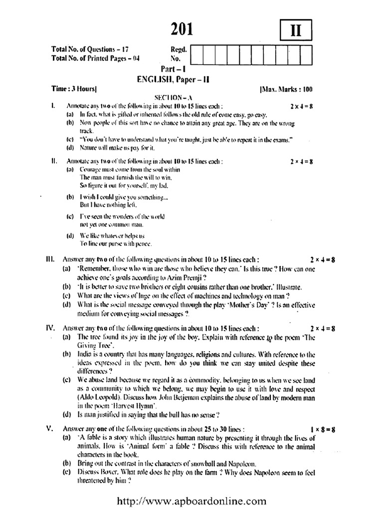 AP Inter 2 Year English p2 201 2019 | PDF