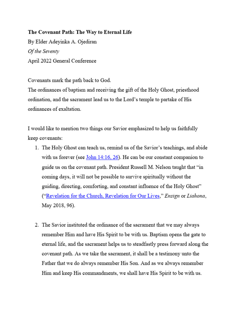 The Covenant Path | Download Free PDF | Sacraments | Jesus