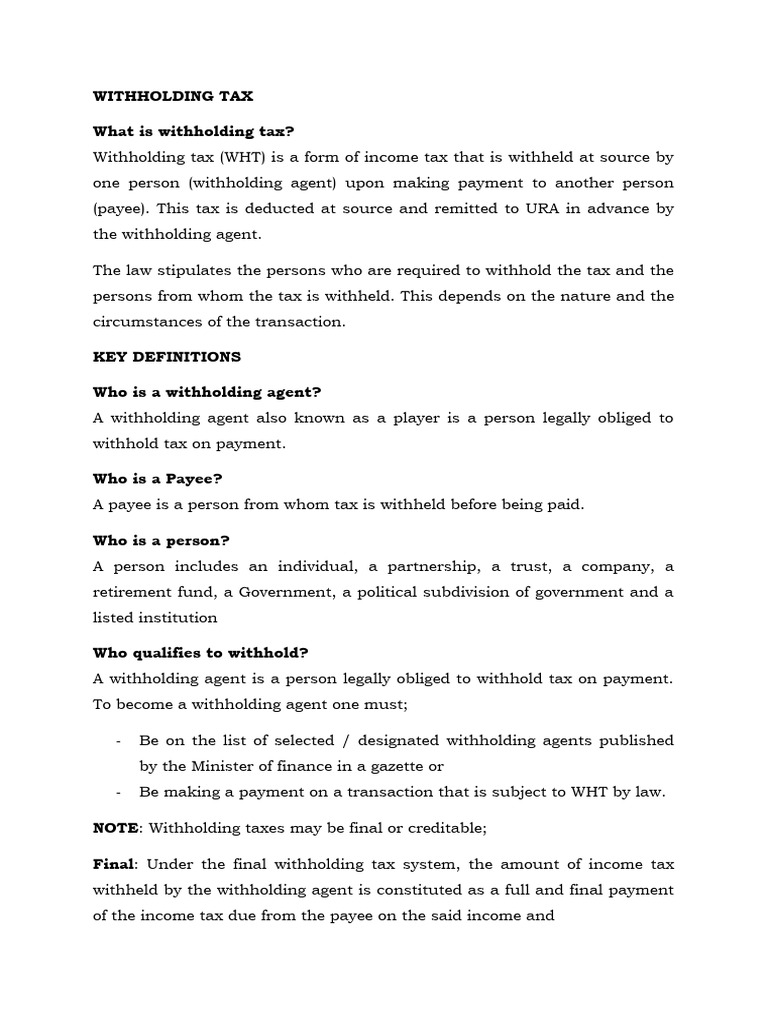 Withholding Tax | PDF