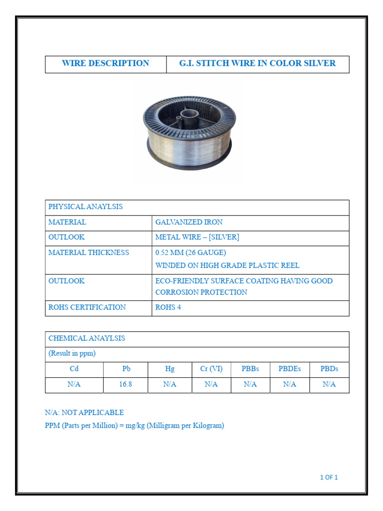 GI Stitch Wire 22 Gauge Overview | PDF