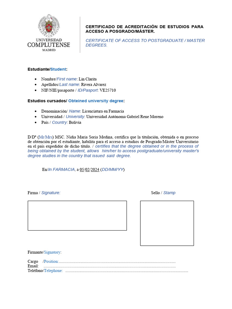 3-2019-10-23-CERTIFICADO QUE ACREDITA QUE LOS ESTUDIOS DAN ACCESO A LOS ESTUDIOS DE MASTER | PDF ...