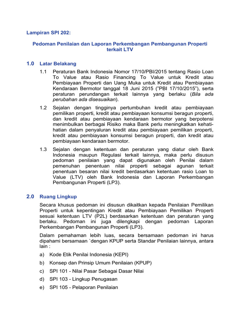 Lampiran 2.1 Penilaian Untuk Tujuan Penjaminan Utang (Lampiran LTV) | PDF | Pengelolaan Keuangan ...