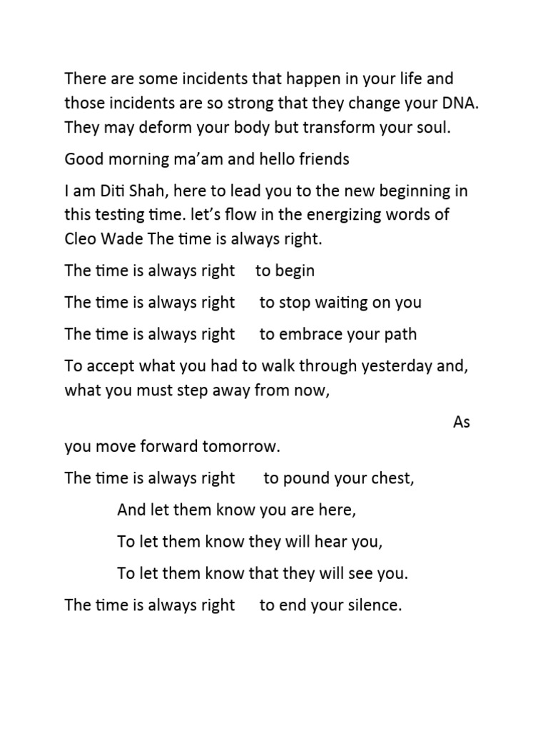 Poem by Cleo Wade Now | PDF