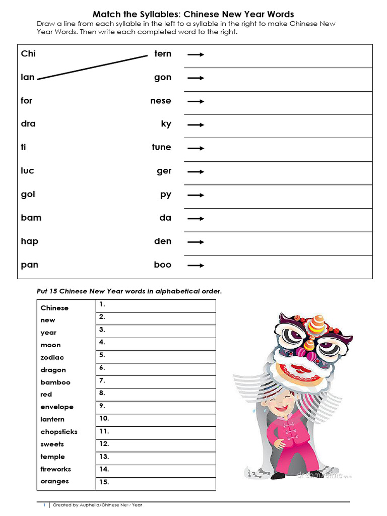 Chinese New Year Vocabulary Activities | PDF | China | World Politics