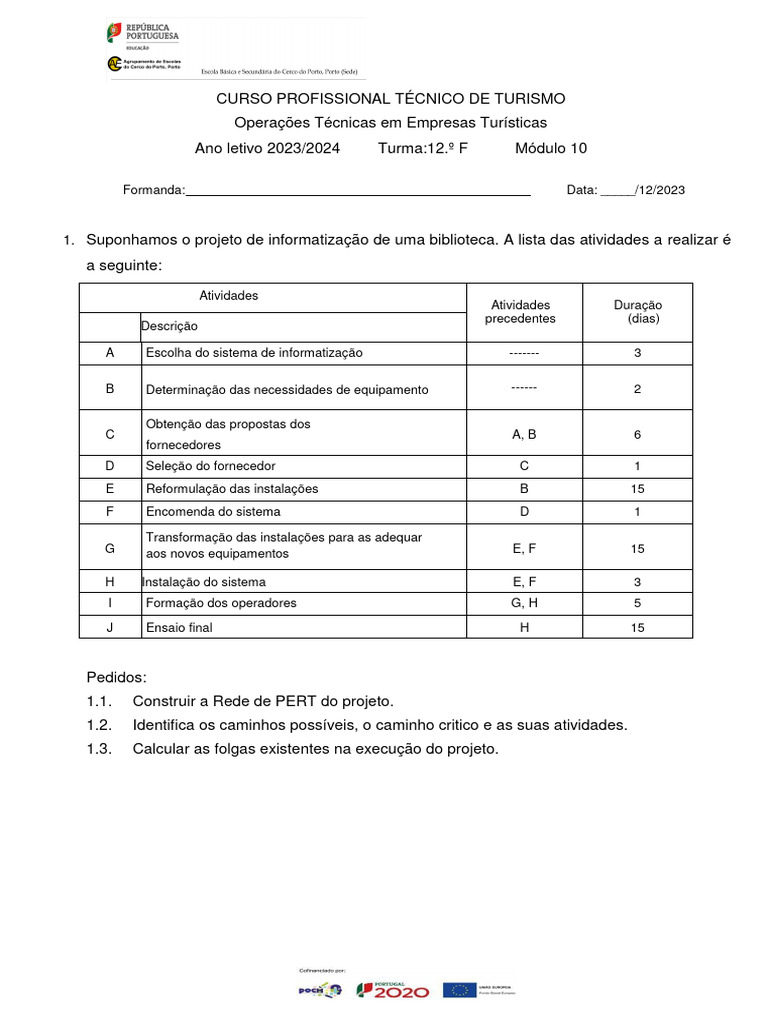 Ficha de Trabalho N.º 3 Do Módulo 10 - OTET - 12.ºF | PDF