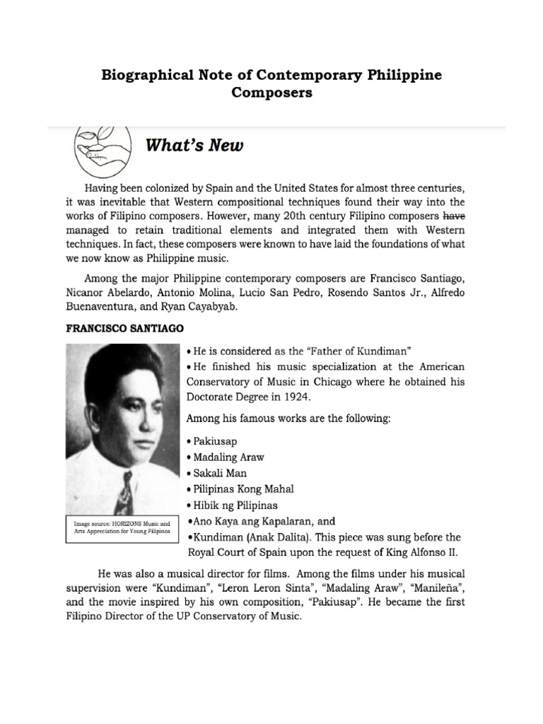 Biographical Note of Contemporary Philippine Composers | PDF