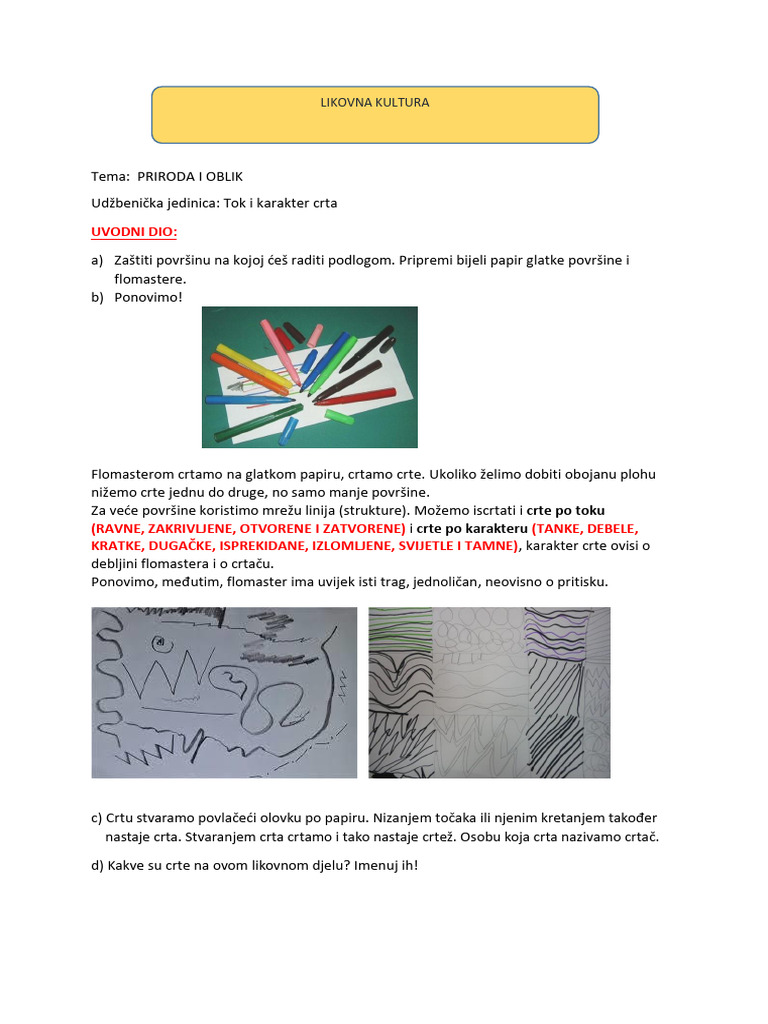 Likovna Kultura - Tok I Karakter Crta | PDF