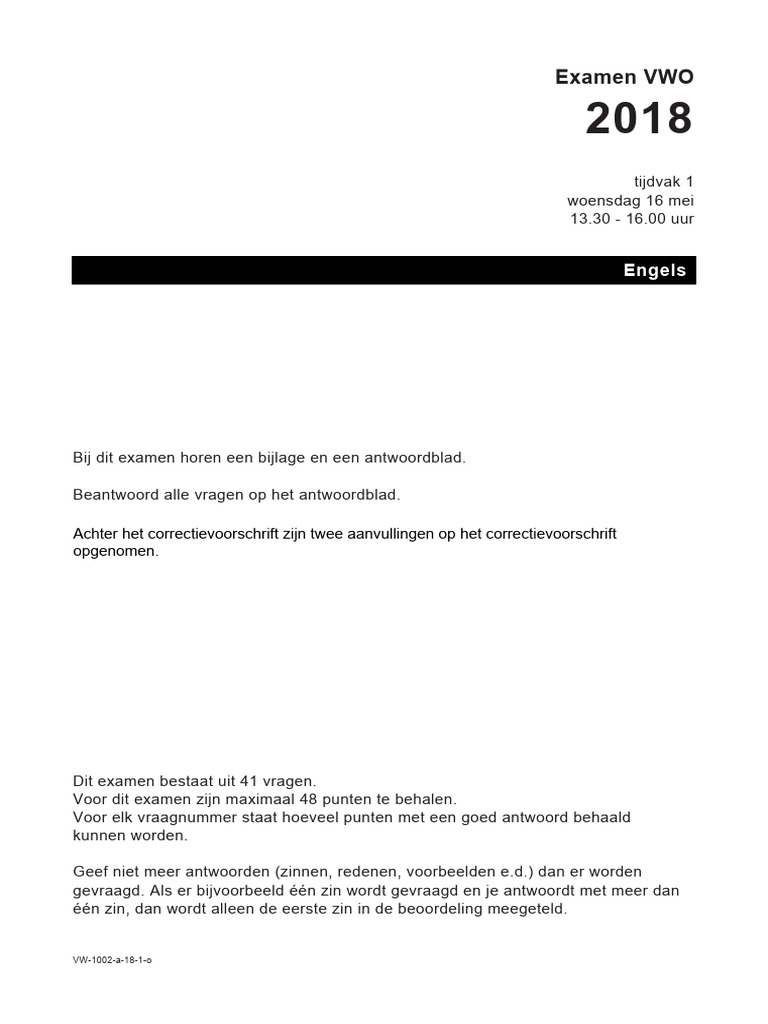 Engels Vragen Vwo Examen | PDF