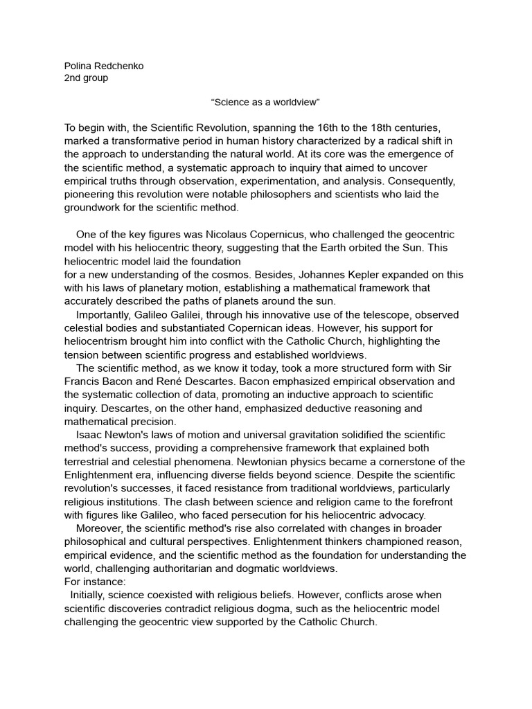 Science as a Worldview | PDF | Science | Heliocentrism