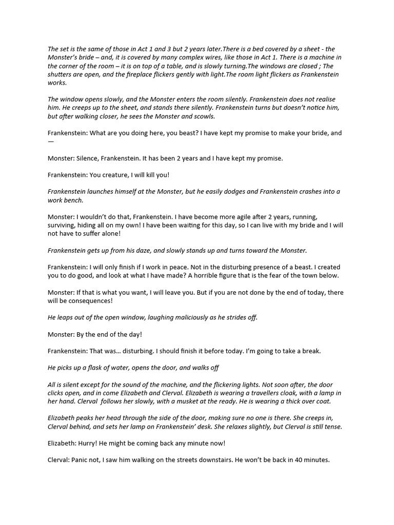 Frankenstein Script | PDF | Mystery, Thriller & Crime Fiction | Young Adult