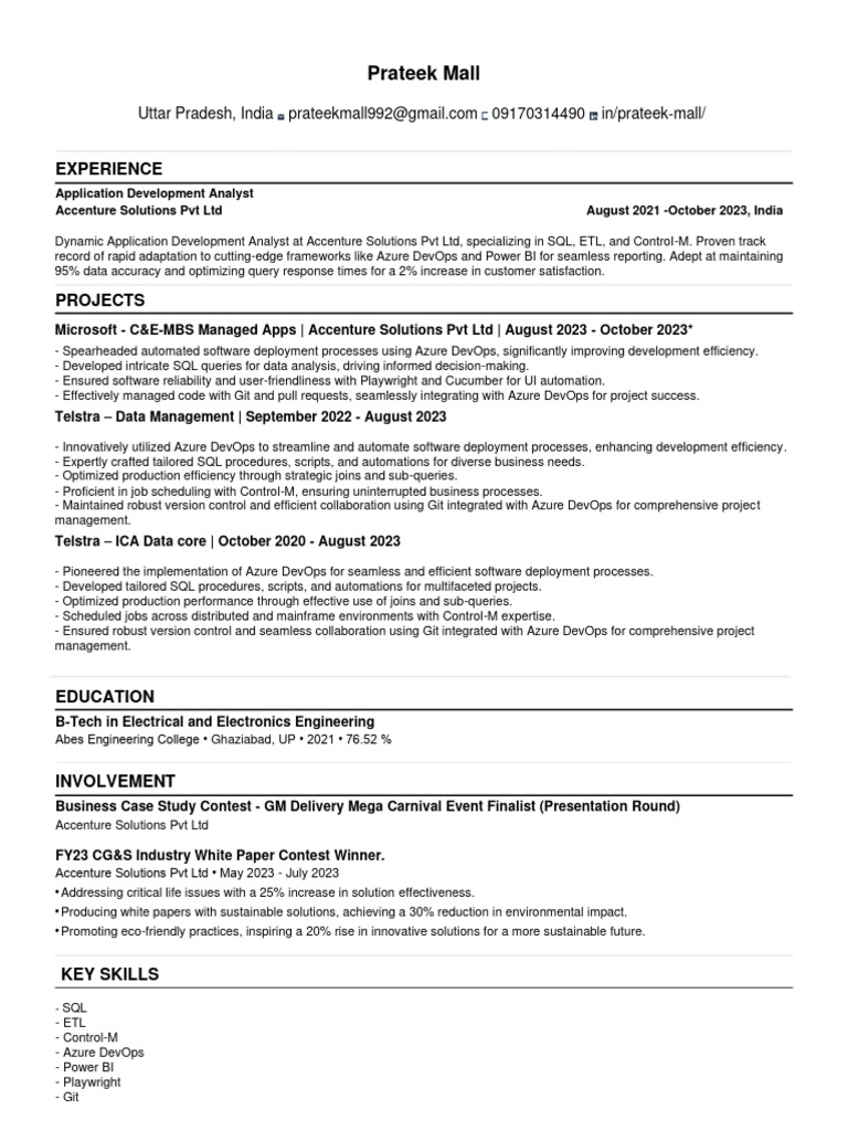 Prateek CV | PDF | Automation | Systems Theory