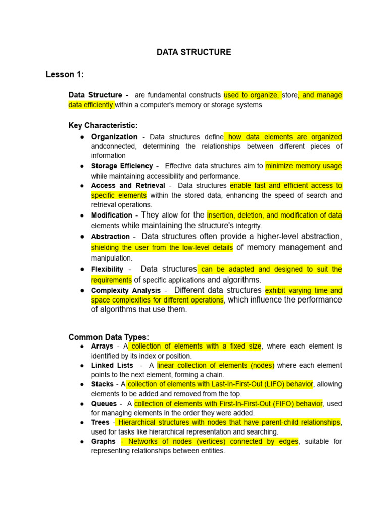 DATA STRUCTURE Reviewer | PDF | Time Complexity | Algorithms DATA STRUCTURE Reviewer | PDF | Time Complexity | Algorithms