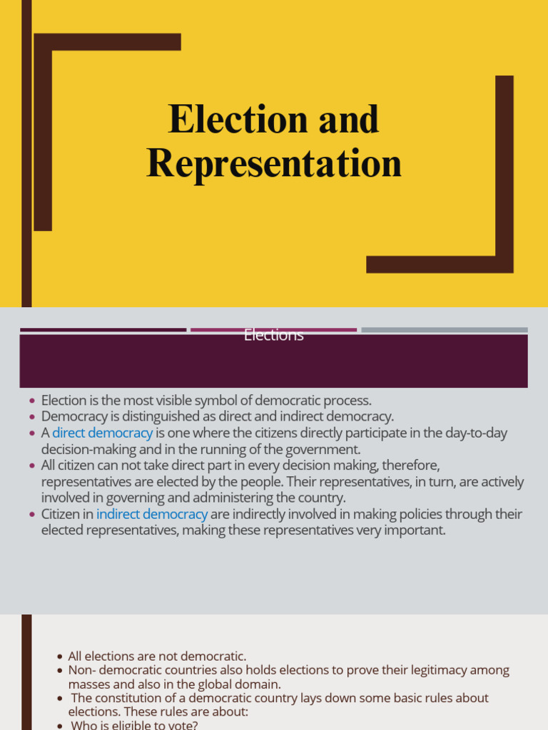 Election and Representation.pptx | PDF | Electoral District | Voting