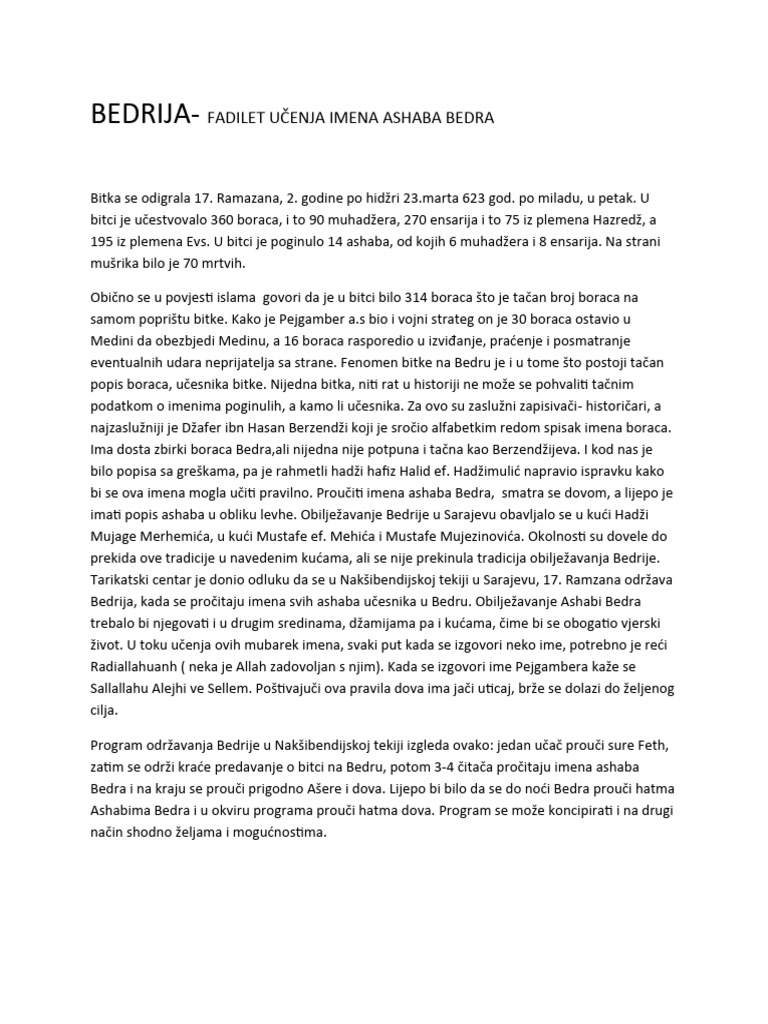 Ashabi Bedr Text | PDF